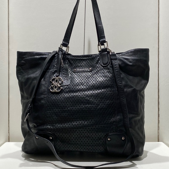 Guess | Bags | Guess Large Soft Light Black Leather Tote | Poshmark